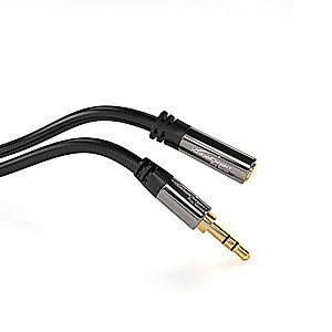 KabelDirekt – 20ft – Headphone Extension Lead Cable, 3.5mm connectors (aux Audio Cable, Male Jack Plug/Female Jack, Practically Unbreakable Metal casing, Perfect for Headphones, Black)