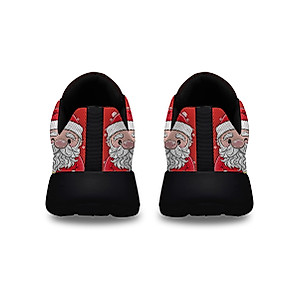 Christmas Santa Claus Shoes Womens Fashion Casual Shoes Mens Breathable Trail Running Sneakers for Girl Boy Black Size 13