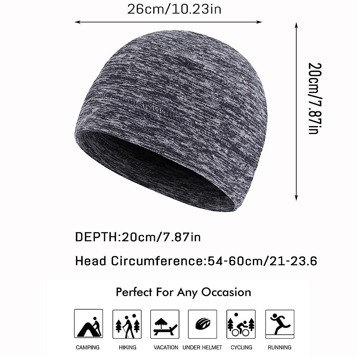 CHOWMI Winter Skull Cap Hat Thermal Stretchable Cycling Cap Polar Fleece Beanies Head Warmer for Men Women (Hemp Black)…
