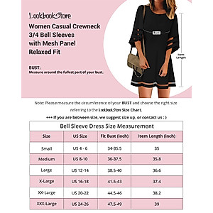 LookbookStore White Dresses for Graduation Shift Dress White Graduation Dress Women's Casual 3/4 Sleeve Dress for Women Summer Loose Tunic Wedding Guest Dresses Brilliant White Size L Size 12 14