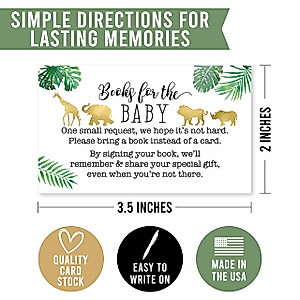 25 Book Request Baby Shower Guest Book Alternative - Safari Baby Shower Invitation Inserts, Books For Baby Shower Request Cards, Bring A Book Instead Of A Card, Baby Shower Book Request