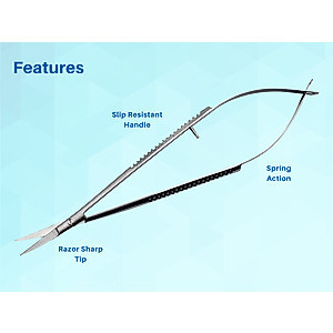 Castroviejo Scissors 5.5 inches STRAIGHT stitch cutting embroidery spring action extra sharp ARTMAN