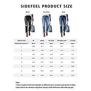 Sidefeel Women Distressed Raw Hem Washed Jeans Ripped Slim Fit Denim Pants Medium Sky Blue