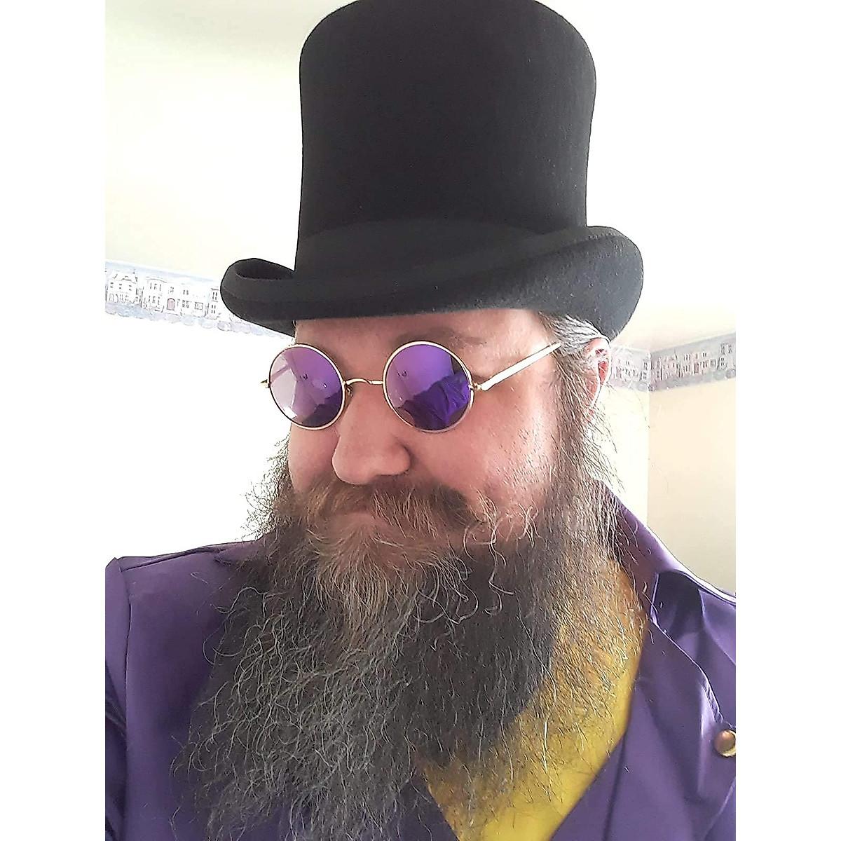 PORADAY Circle Lennon Glasses Retro Round Polarized Sunglasses Hippie Style Small Circle Sun Glasses (Gold/Clear Purple)