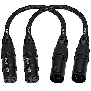CNCESS CESS-017 XLR5M to XLR3F, 3 Pin XLR Female to 5 Pin XLR Male Audio Cable for Microphone, 2 Pack