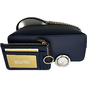 Michael Kors MICHAEL Michael Kors Jet Set Travel MD Dome XCross Crossbody bundled with SM TZ Coinpouch Purse Hook (Pink)