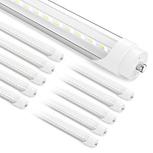 SHINESTAR 10-Pack 8ft LED Bulbs, 44w 6500K Daylight, Ballast Bypass, Dual-end, F96T12 LED Replacement, Clear Cover