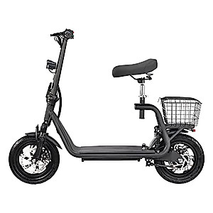 SAY YEAH Adult Electric Scooter with Seat & Carry Basket, New Upgraded 500W 36V Up to 15 Mph- LCD Display-Moped for Adults-Foldable-Oversized Soft Seat-Dual Shock Absorption E-Bike