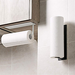 Votono Towel Rack Self Adhesive Toilet Paper Roll Holder Wall Hanging Rack Wall Mounted Kitchen Washroom (2 Pack Black)