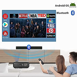 1080P Home WiFi Projector 7500Lumen, HDMI Android TV Projectors Bluetooth Wireless Smartphone Projectors for iOS Android Smart Phone/PC/Laptop/DVD/TV Stick/USB/VGA
