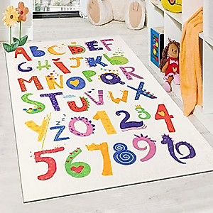 HiiARug Kids Rug ABC Alphabet Numbers Educational Rug Baby Play Mat for Floor Large Thick Area Rugs Non Slip Learning Carpet for Baby Children Bedroom Classroom Playroom (60 x 36 Inch)