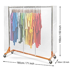 71" L Clear Garment Rack Cover, Clothing Rack Covers, Adult Kids Clothes Protector with 2 Durable Zipper,Waterproof Wardrobe Cover, Dustproof Hanging Clothes Rack Cover, Foldable(L:71x20x52 inch)