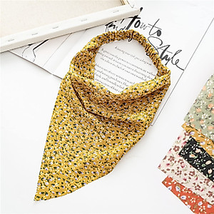 Wresty 5 Pcs Floral Hair Scarf Headband Chiffon Elastic Bandanas Triangle Hairband Headwear Headwrap Hair Acessories