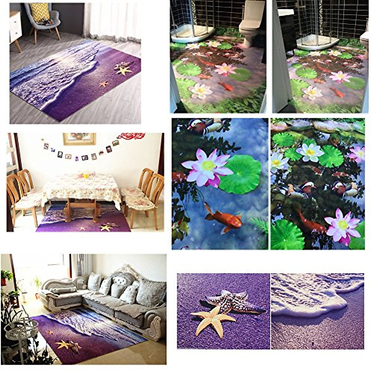 ZaH Thin Area Rug Non-Slip Doormat Carpet Printing Rug for Living Room, Bedroom, Kitchen, Bathroom (2x3-19.7"x31.5", Lotus Pond)