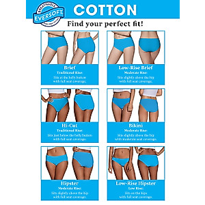 Fruit of the Loom Women's Eversoft Underwear, Tag Free & Breathable, Available in Plus Size, Brief-Cotton Blend-6 Pack-Grey/Purple, 9