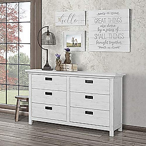 Evolur Waverly Double Dresser in Weathered White , 54x20.25x33 Inch (Pack of 1)