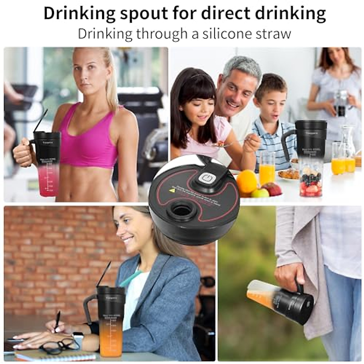 Vaeqozva Portable Blender-Personal Blender USB Rechargeable for Shakes and Smoothies Mini Blender Smoothie Maker on the Go Blender Cup with 6 Blades 16Oz Small Fruit Blender Home Travel Sports Gym