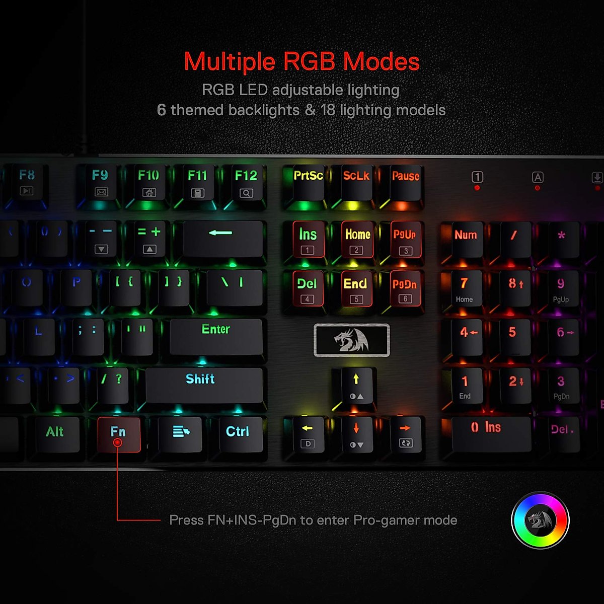Redragon K556 RGB LED Backlit Wired Mechanical Gaming Keyboard, 104 Keys Hot-Swap Mechanical Keyboard w/Aluminum Base, Upgraded Socket and Noise Absorbing Foams, Quiet Linear Red Switch
