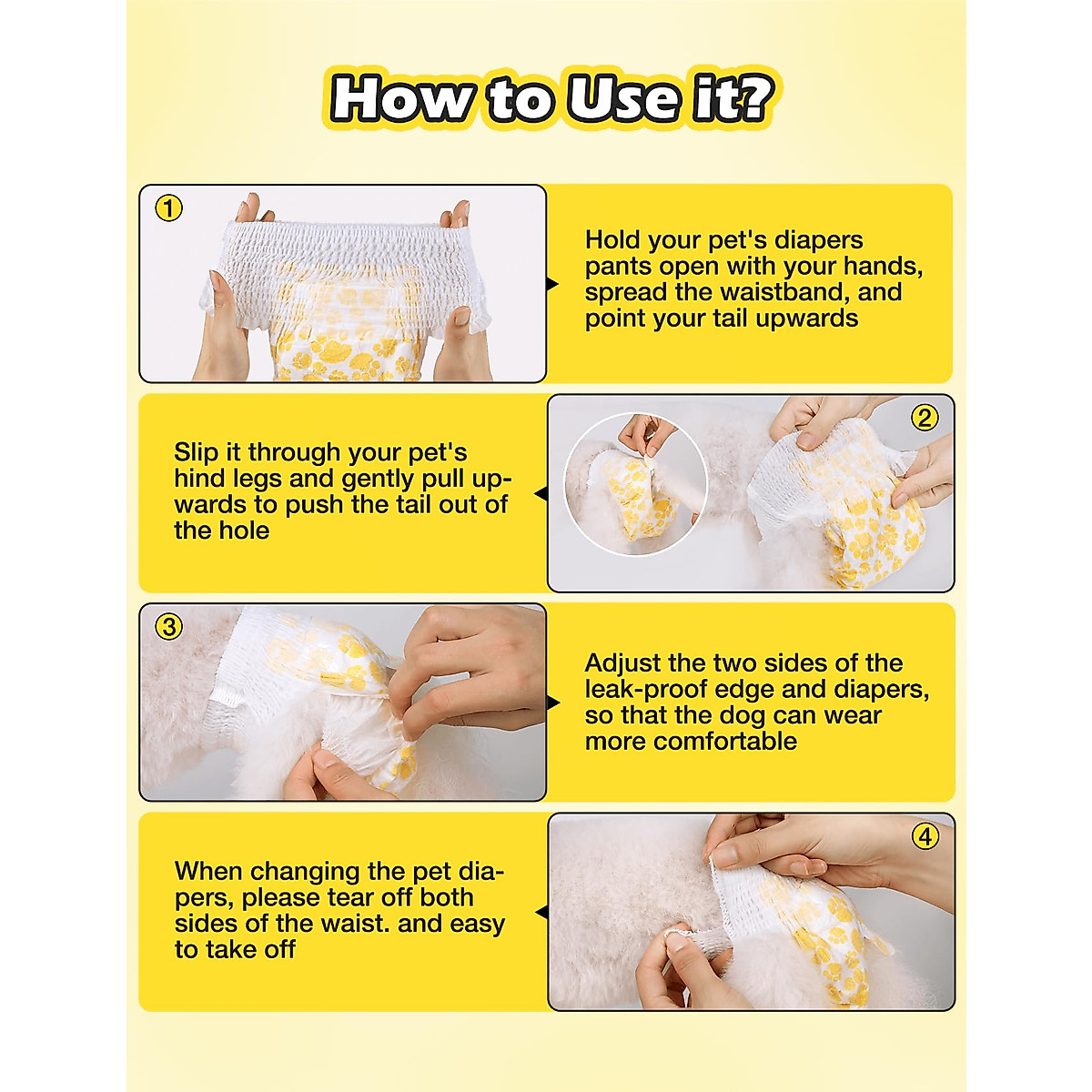 Dono Dog Diapers Female with Stretchy Waist-28Pcs, Disposable Full Wrap Female Puppy Dog in Heat Period Diapers, 360° Leak-Proof Super Absorbent Doggie Puppy Diapers for Small Medium Large Dogs