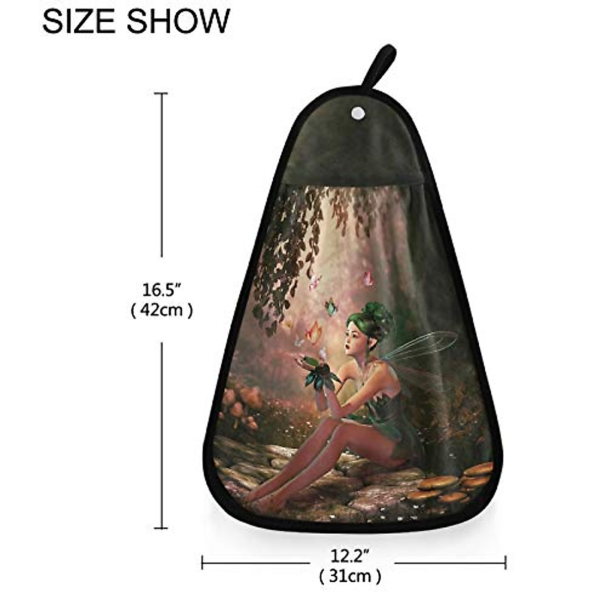 visesunny Fairy Girl with Wing and Butterfly Hand Towel for Kitchen Bathroom Decor Soft Absorbent Cotton Dish Towel with Hanging Loop Botton Cleaning and Drying Washcloth