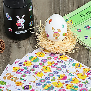 Naler Easter Stickers Sheet Assorted Easter Bunny Stickers for Easter Party Favor DIY Craft Art Making Decoration, 6-Pack, 300+pcs
