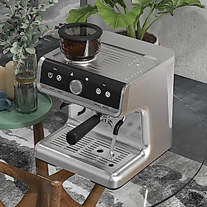 Premium Espresso Maker with Milk Frother - Perfect for Cappuccino, Latte & More - 20 Bar Pressure, Large Water Tank, Barista Kit, and Elegant Design