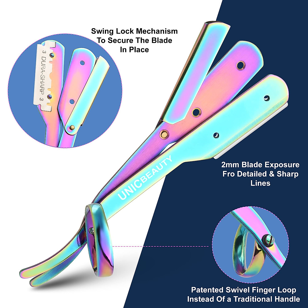 Straight Razors for Men - Professional Barber Razor for Close Shave with Premium Quality Edge, Blades Pack & Maintenance kit included with Pouch