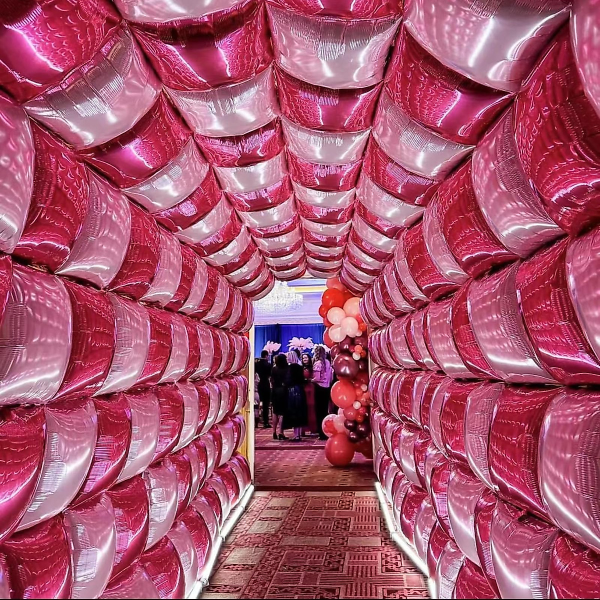 Orgnafey Hot Magenta Pink Square Foil Balloons Wall Backdrop Double Sided Metallic Balloon Tunnel Arch Garland Kit For Anniversary Bachelorette Birthday Engagement Bridal Baby Shower Party Decorations