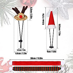 1 Set Bearded Dragon Christmas Costume, 7pcs Bearded Dragon Christmas Clothes Accessories Bearded Dragon Scarf Santa Hat Small Lizard Leash Harness for Reptile Christmas Holiday Cosplay (Green & Red)