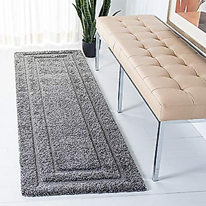 SAFAVIEH Florida Shag Collection Area Rug - 8' x 10', Creme & Creme, Border Design, Non-Shedding & Easy Care, 1.2-inch Thick Ideal for High Traffic Areas in Living Room, Bedroom (SG454-1111)