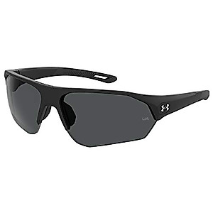 Under Armour UA 0001/G/S Special Shape Sunglasses, Matte Black/Grey, 72mm, 10mm