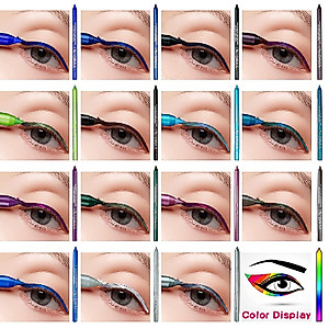 RDGWFB 15 Colors Eyeliner Pen Set, Eyeliner Pencil Set, Waterproof Colorful Eyeliner Kit Long Lasting Eyeshadow Pencil Professinal Eye Makeup Set Pearl Eye Liner for Women