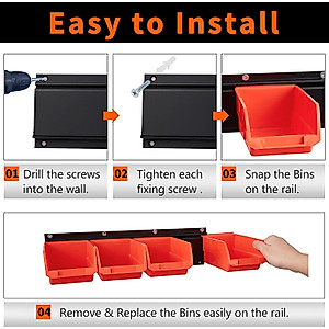 NETWAL 8 Storage Bins, Wall Mount Garage Rack, Parts &Tool Organizers and Storage Screws and Bolts