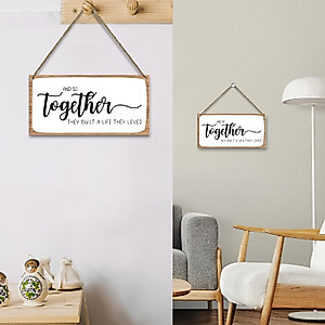 And So Together They Built a Life They Loved Wood Hanging Sign, Bedroom Home Decor Family Sign Plaque, Shelf Wall Decor Artwork Housewarming Gift New Home for Living Room Kitchen -05