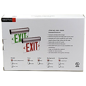 Kaito LED Edge-Lit Exit Sign with Backup Rechargeable Battery and Adjustable Panel, UL Listed