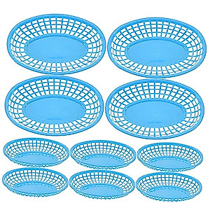 KJHBV 12pcs Snack Plate Hamburger Basket Plastic Hamper Vegetable Food Basket for Snacks Pp Blue Snack Baskets Food Basket Ktv Snacks Basket At Home Afternoon Tea Plastic Food