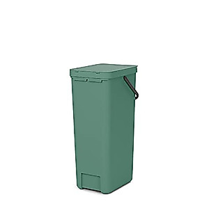 Brabantia Sort & Go Kitchen Recycling/Garbage Trash Can (10.6 Gal/Fir Green) Large Refuse Organiser with Handle & Removable Lid, Easy Clean, PerfectFit Bags Included
