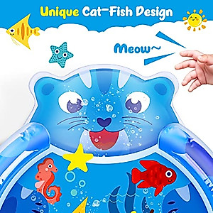Large Inflatable Tummy Time Water Mat for Babies, Premium Infant Baby Floor Water Mat for 3+ Newborns Toddlers, Water Play Mat to Strengthen Muscles, Promote Sensory Stimulation and Development Toys