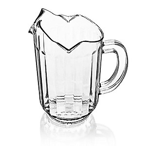 New Star 46229 Polycarbonate Plastic Restaurant Water Pitcher with 3 Spouts, 60-Ounce, Clear