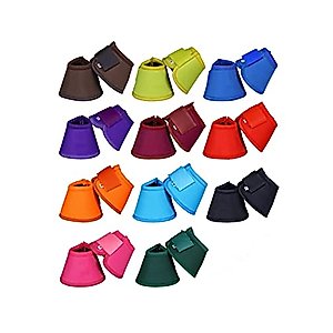 Lift Sports Horse Bell Boots 8 Colors Over Reach No Turn Bell Boots Wrap Tack Protection Equine (Medium, Orange)