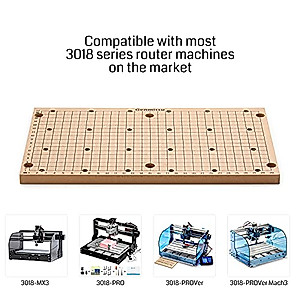 Genmitsu CNC MDF GRID Spoilboard for 3018 CNC Router Machine, Compatible with 3018-PRO/ 3018-PROVer/ 3018PROVer Mach3, 300 x 180 x 12mm (11-4/5''x 7''x 1/2''), M6 Holes (6mm), Screws and Nuts Included