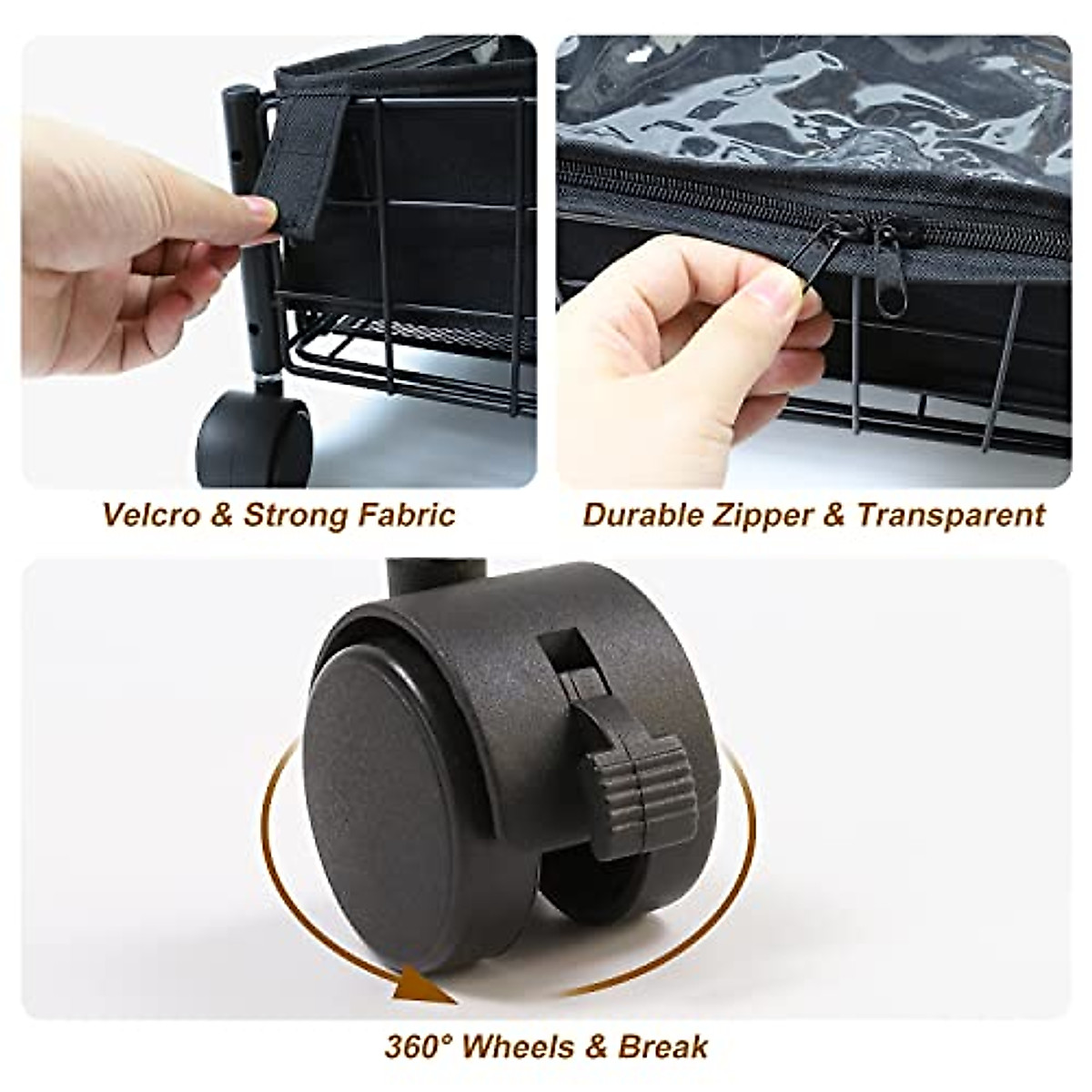 HoCorn Under Bed Storage with Wheels, Rolling Under Bed Shoe Storage Container, Under Bed Cart with Wheels, Underbed Storage with Sturdy Storage Bags & Clear Window & Thick Fabric, 2 Sets, (Black)