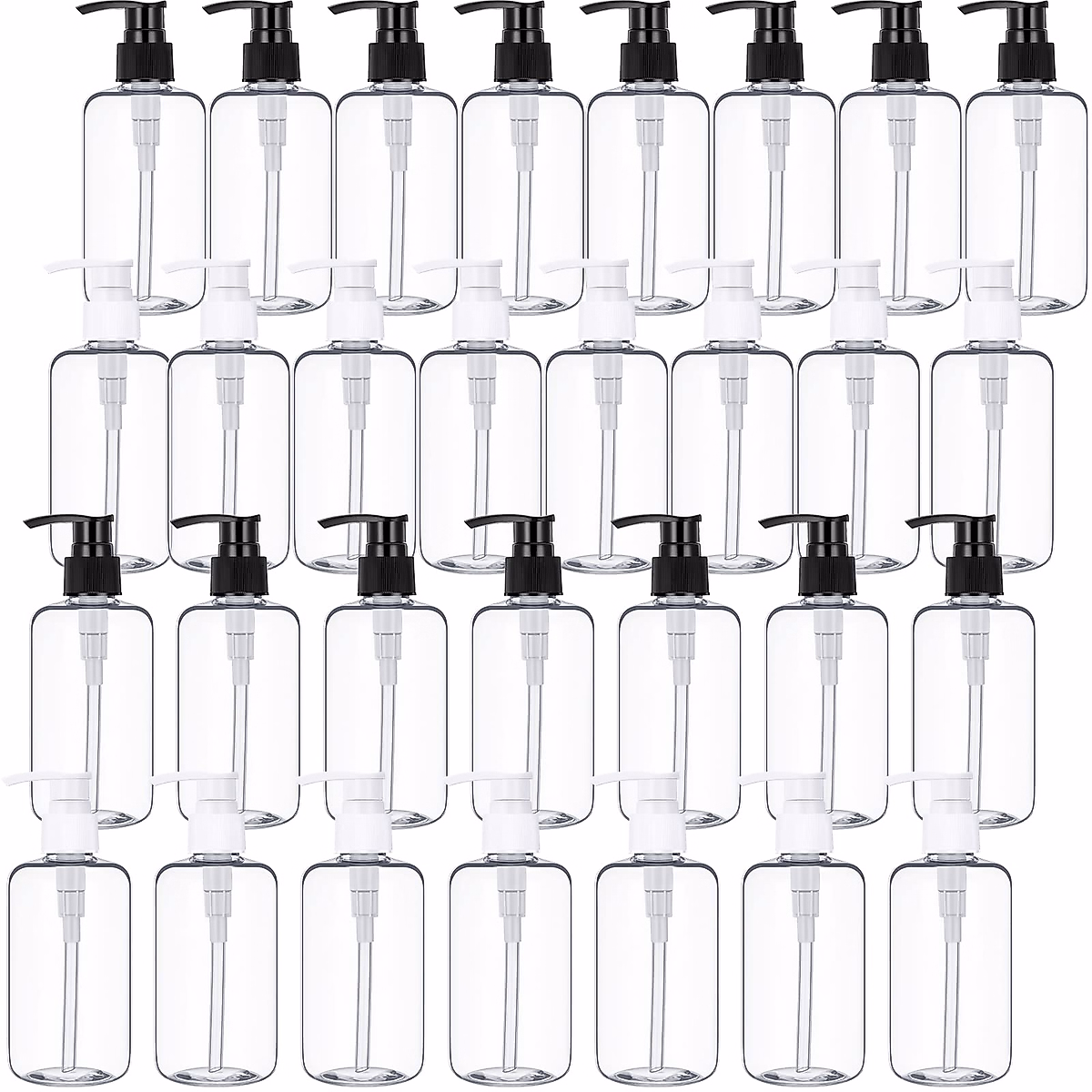 30 Pcs 10 oz Plastic Pump Bottle Dispenser Empty Lotion Bottle with Pump Refillable Clear Hand Soap Dispenser Portable Travel Lotion Container for Body Wash Liquid Soap Shampoo Essential Oil, 2 Colors