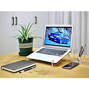 STYLEZONE Portable Acrylic Laptop Stand Detachable Laptop Raiser Laptop Cooling Support Holder Compatible with MacBook Air Mac Pro Dell Notebooks 11-17 Inch