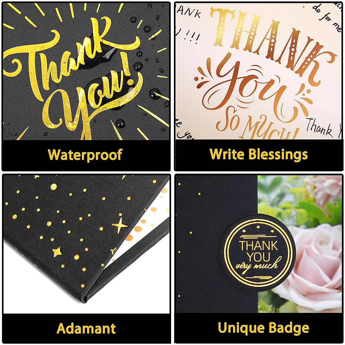 Vlipoeasn Thank You Card Guest Book Alternative, Black Gold Thank You All You Do, Thank You Sign,Graduation Retirement Office Party Decor, Thanks to Staff Teacher Professor Doctor Nurse Decoration