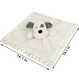 BEILIMU Baby Security Blanket Soft Unisex Lovey Stuffed Animal with Satin Backing for Newborn Boys and Girls, Lovely Dog Snuggle Toy, White 14 Inch