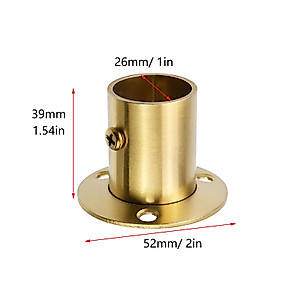 Antrader 4-Pack Stainless Steel Closet Rod Flange- 1 Inch Diameter Adjustable Socket Bracket Support Holder for Pipe, Gold