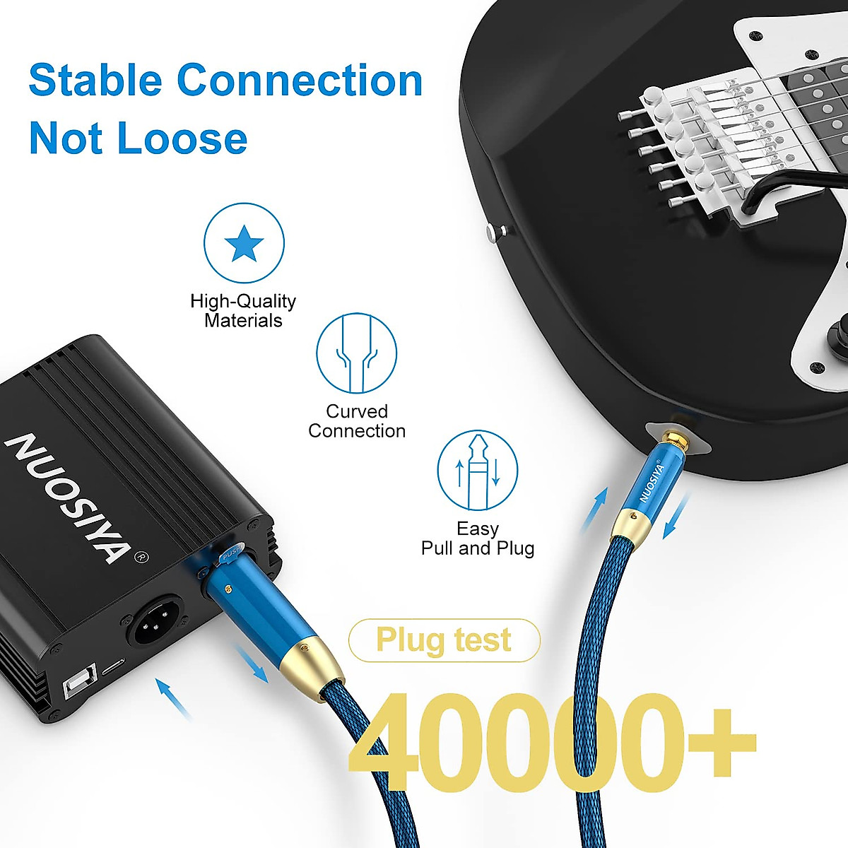 NUOSIYA XLR Male to 1/4 (6.35mm) TRS Cables 6ft 2-Pack, Nylon Braided Balanced TRS to XLR Male Gold Plated Speaker Cord Quarter Inch Jack Signal Interconnect Wire for Microphone, Mixer, Amplifier