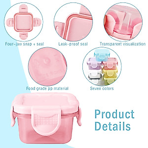 TPNB 7 Pcs Dressing Containers for Lunch Box,2.11oz Small Condiment Containers with Lids Leakproof Reusable Salad Dressing Container To Go for Adults Kids Lunch Box Picnic Travel, 60 ML