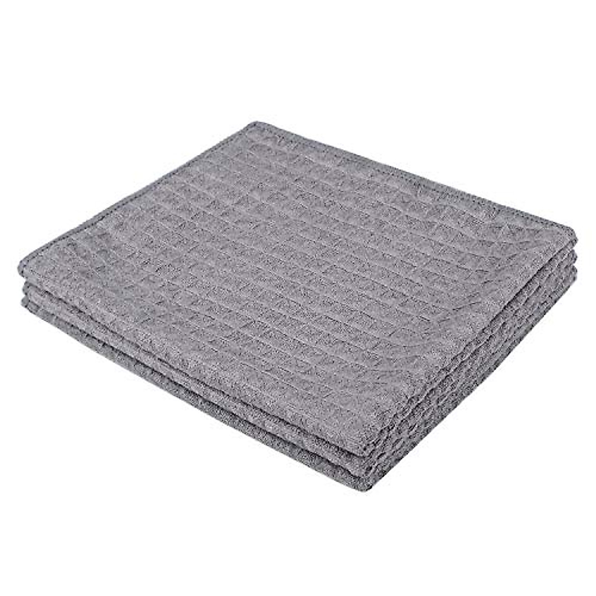 KLNYOO Microfiber Waffle Weave Kitchen Dish Cloth Thick Dish Rags Washcloths Quick Drying Ultra Absorbent Dish Towels 16inch X 19inch 3 Pack (Grey)